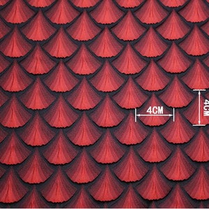 Red Fish Scale Fabric, Vintage Embossed Jacquard Scallops Fabric for ...