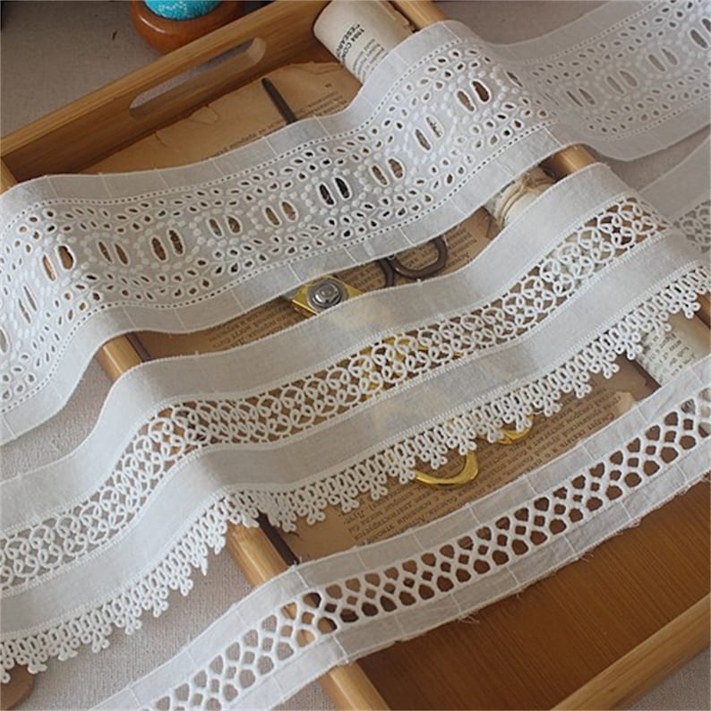 Hollow Out Cotton Lace, Embroidery Cotton Lace Trim, Cotton Lace in off ...