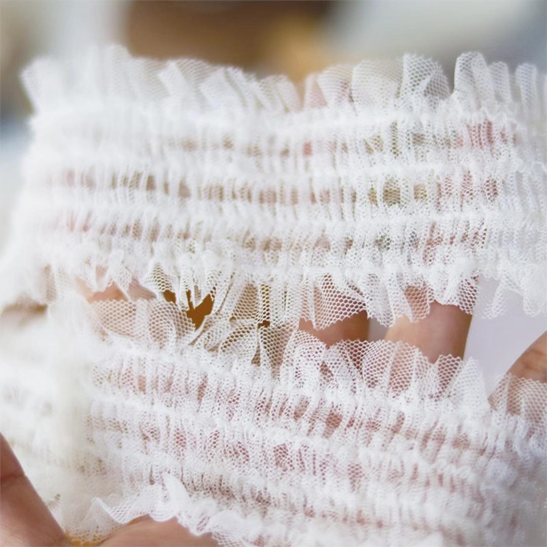 Stretch Mesh Lace, Ruffle Lace Trim, Elastic Lace, Ruffled Tulle Lace ...