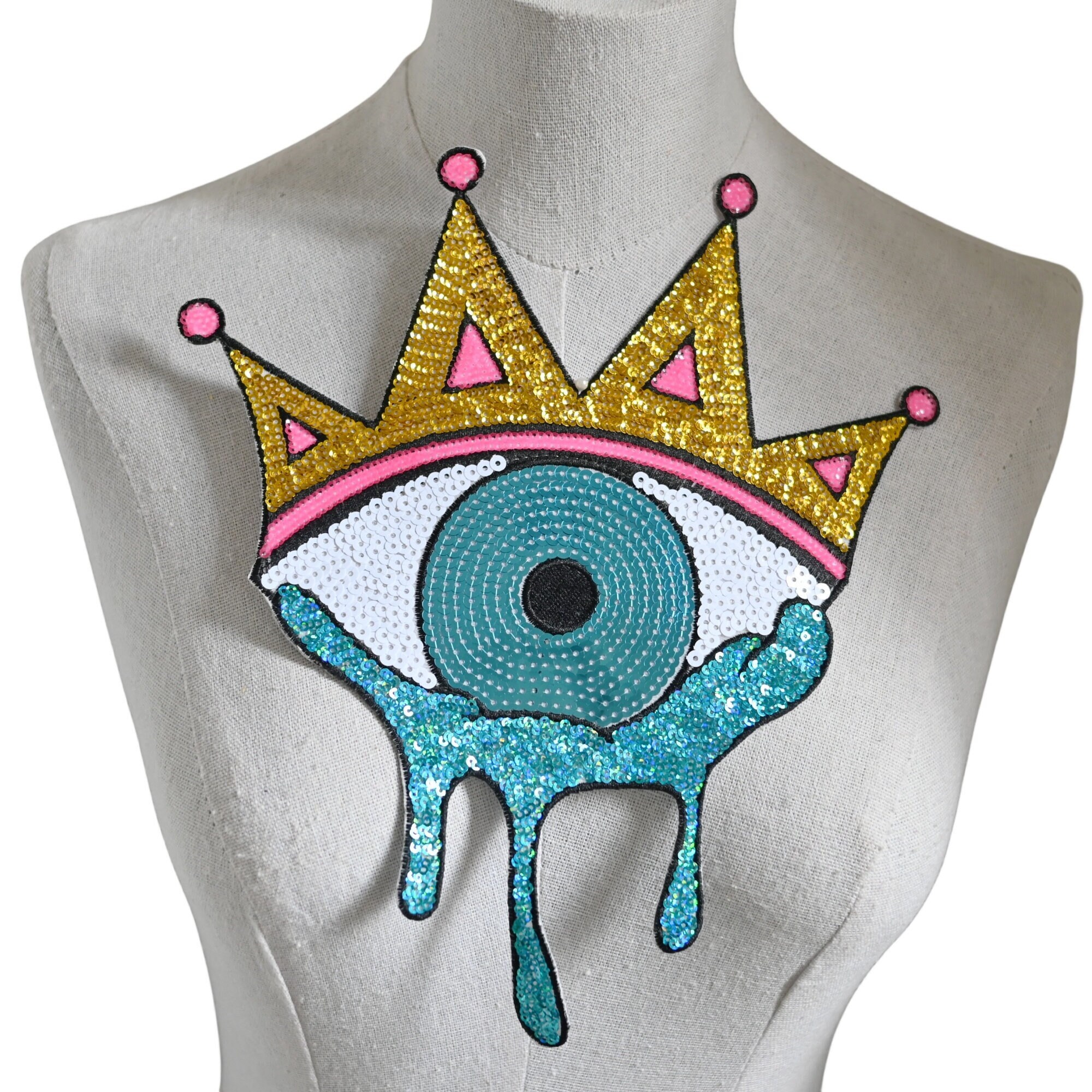 Evil Eye Applique, Sequins Celestial Star Eye Patch, Teadrops Eye Patch ...