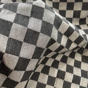 Check Plaid Blue Denim Fabric, Thick Washed Tartan Denim Fabric ...