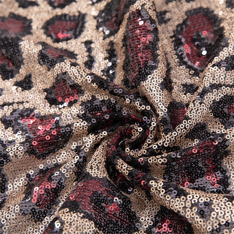 Shiny Leopard Sequin Fabric, Embroidery Sequins Fabric, 51" Wide for ...