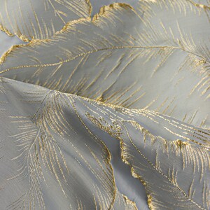 Luxury Gold Leaf Embroidered Jacquard Fabric, Embossed Leaf Fabic ...