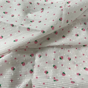 Sweet Strawberry Fabric, Strawberry Print Cotton Fabric With 3D Dots ...