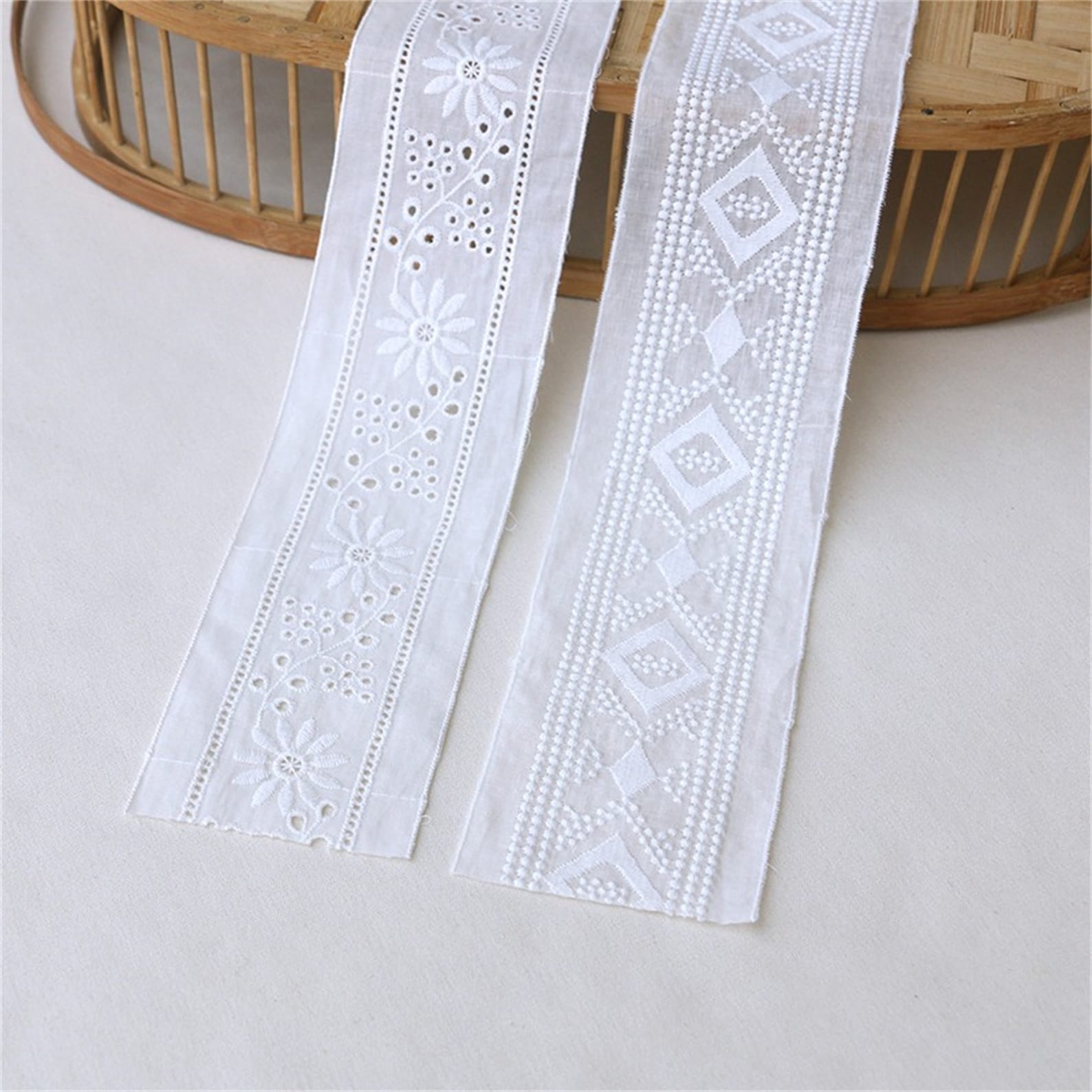 Cotton Lace Trim in off White, Eyelet Cotton Lace, Embroidery Eyelet ...
