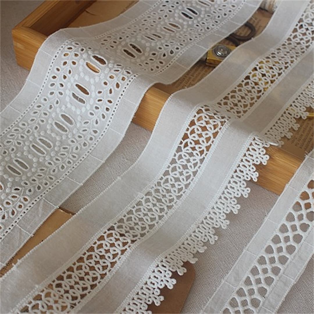 Hollow Out Cotton Lace, Embroidery Cotton Lace Trim, Cotton Lace in off ...