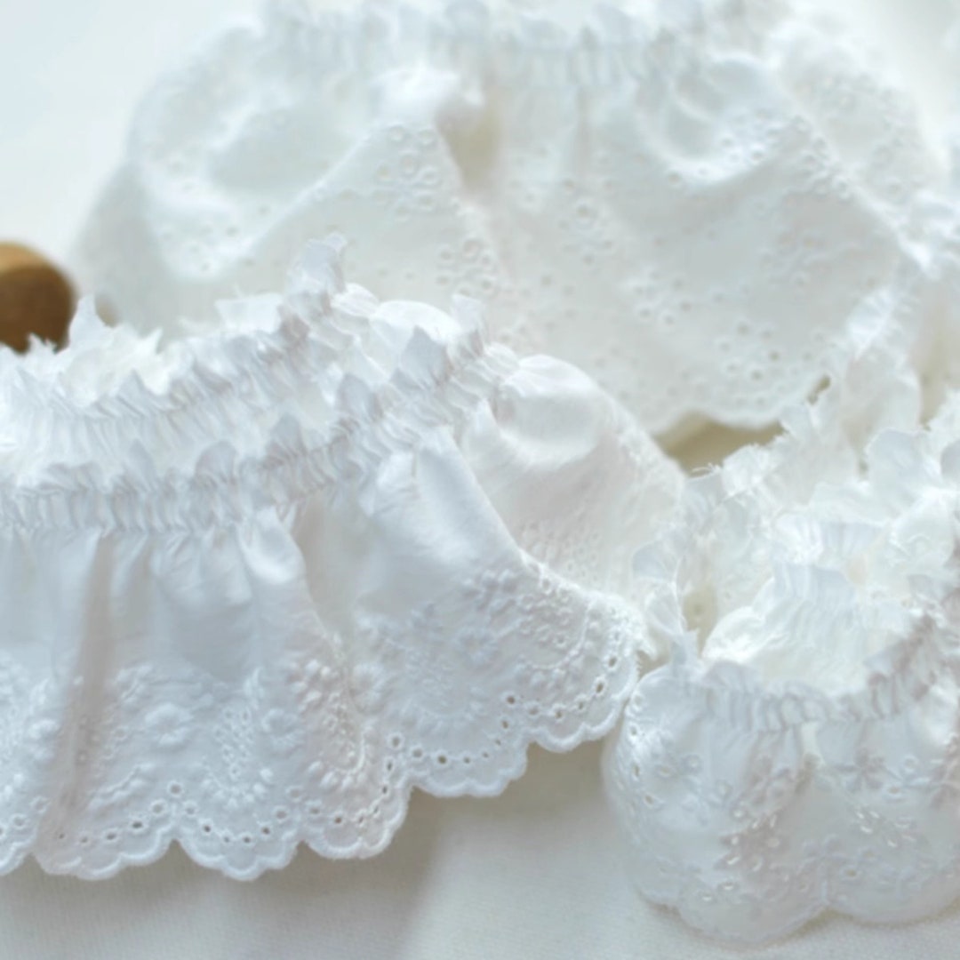 Ruffle Cotton Lace, off White Cotton Lace, Pleated Cotton Trim for ...