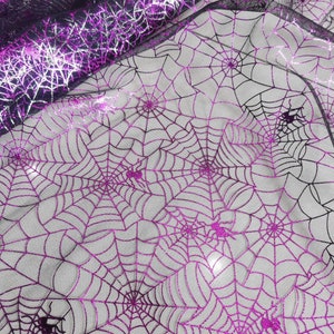 Gold Spider Web Printed Lace Fabric, Halloween Mesh Tulle Fabric for ...
