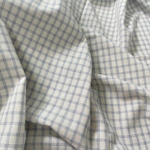 Blue White Cotton Check Fabric, Vintage Style Plaid Cotton, Grid Cotton ...