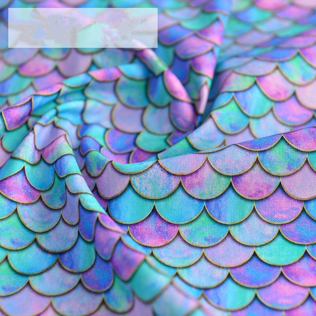 Fish Scale Scallop Cotton Fabric, Shell Cotton Fabric, Mermaid Dress ...