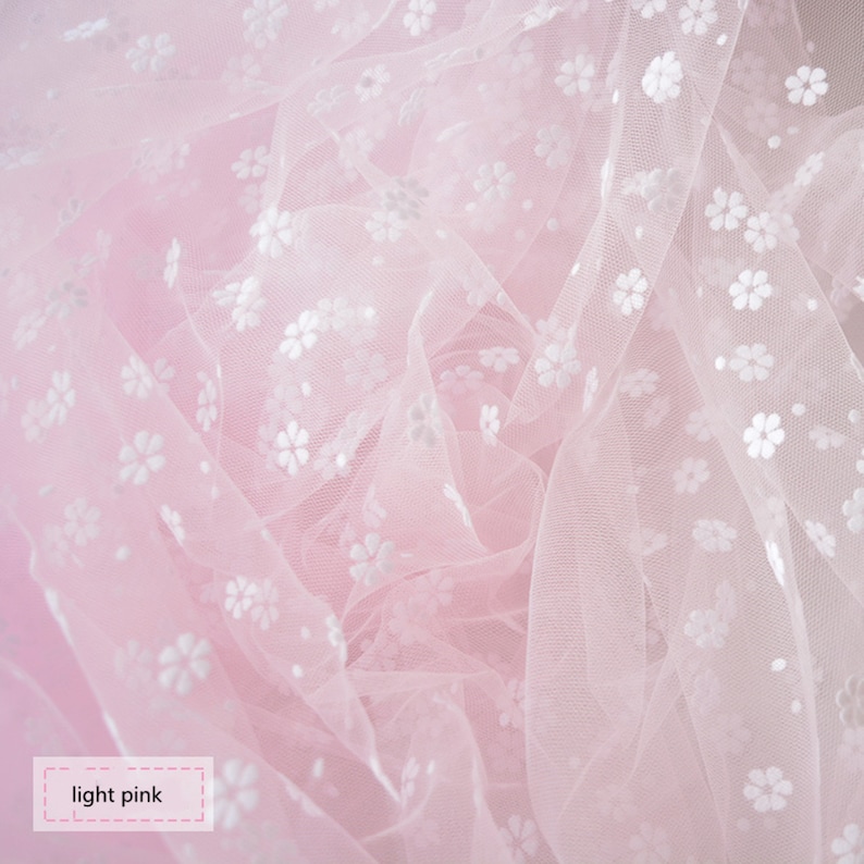 10 Colors Soft Tulle Fabric Flocking Floral Dot Lace Fabric - Etsy