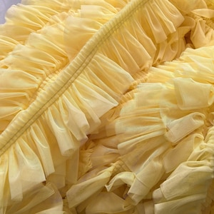 Double Layers Ruffle Lace Trim, Ruffled Tulle Lace Trim, Pleated Tulle ...