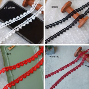 14 Colors Heart Lace Trim, Love Heart Applique Trim, Narrow Lace Trim ...