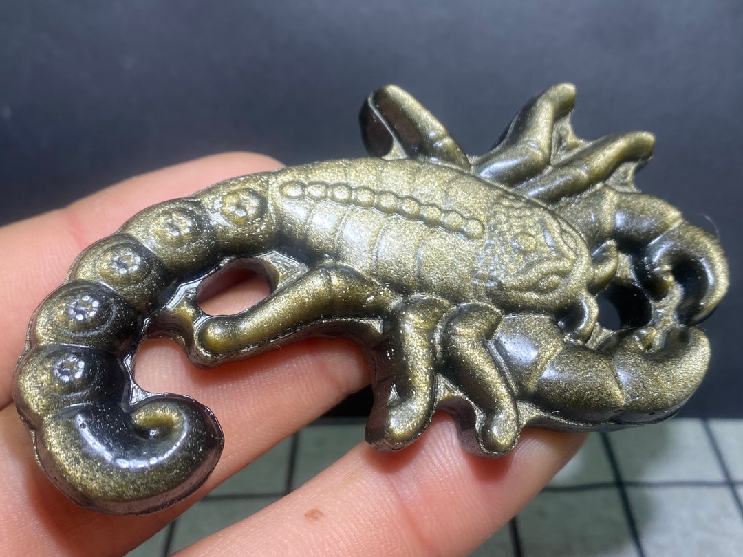 3.2 Natural Gold Obsidian Quartz,crystal Scorpion,gold Obsidian ...