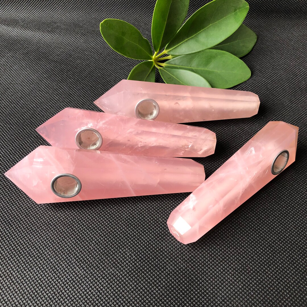 Natural Pink Rose Crystal Collection Quartz Crystal Pipe Smoking Pipe ...