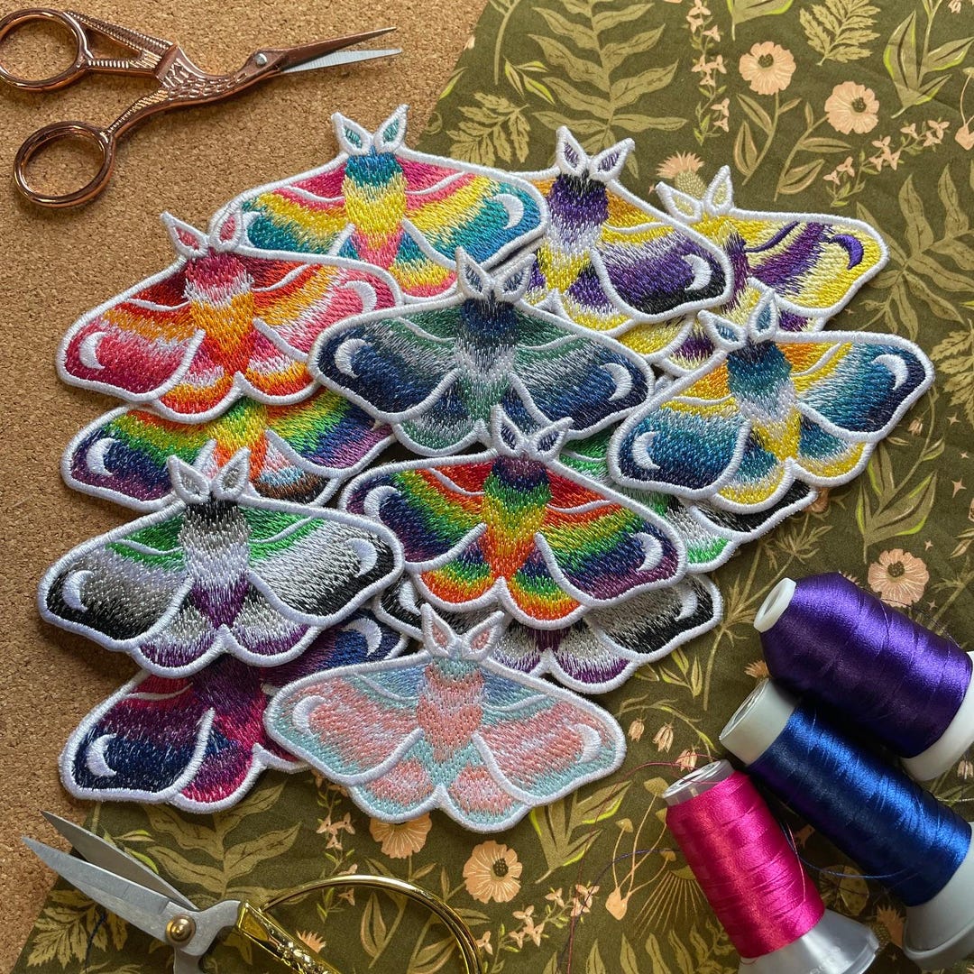 Mini Pride Flag Moth Machine Embroidered Felt Iron-on Patches - Etsy