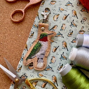 North American Bird Cork Fabric Machine Embroidered Keychains - Etsy