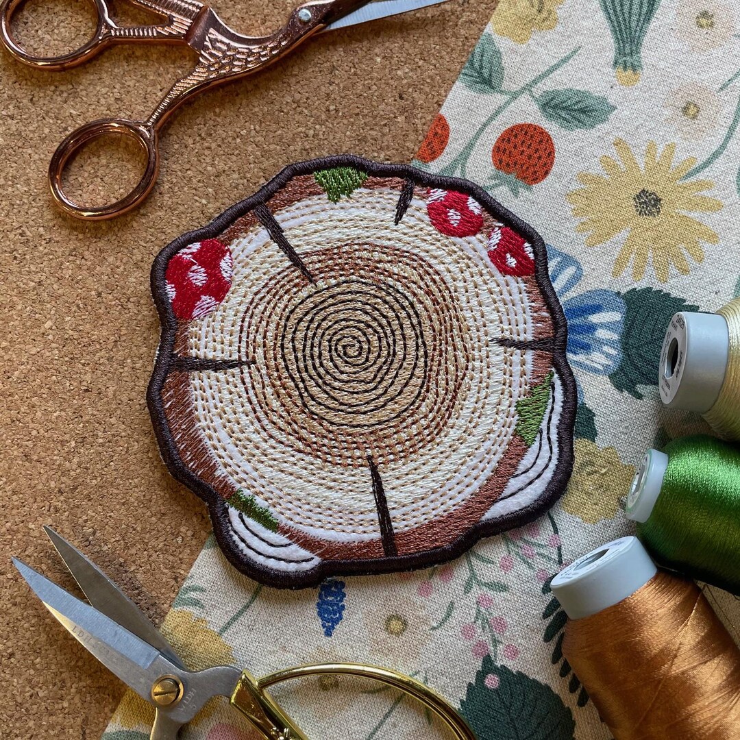 Mushroom Forest Log Machine Embroidered Felt Coaster - Etsy