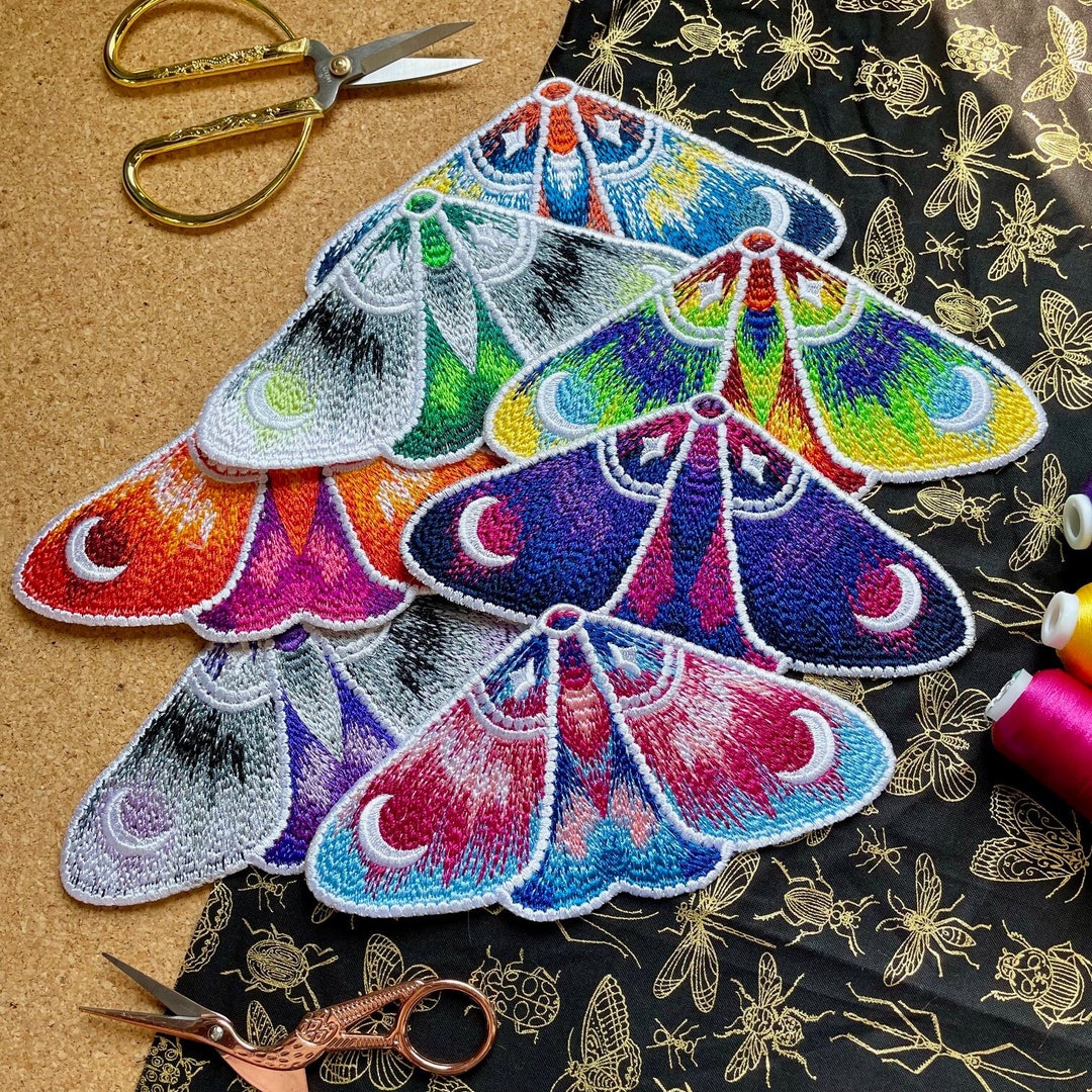 Large Pride Flag Moth Machine Embroidered Felt Iron-on Patches - Etsy UK