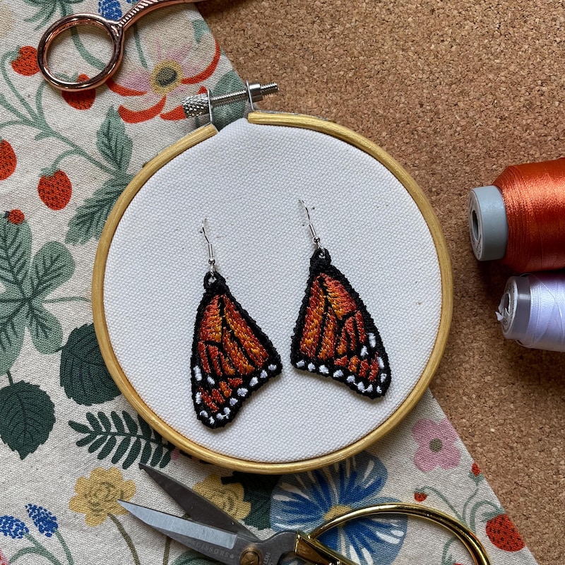 Embroidered Bug Earrings - Etsy