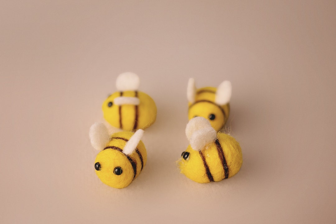 Mini Felted Bumblebee Newborn Photography Prop, Winnie, Honey, Wool ...