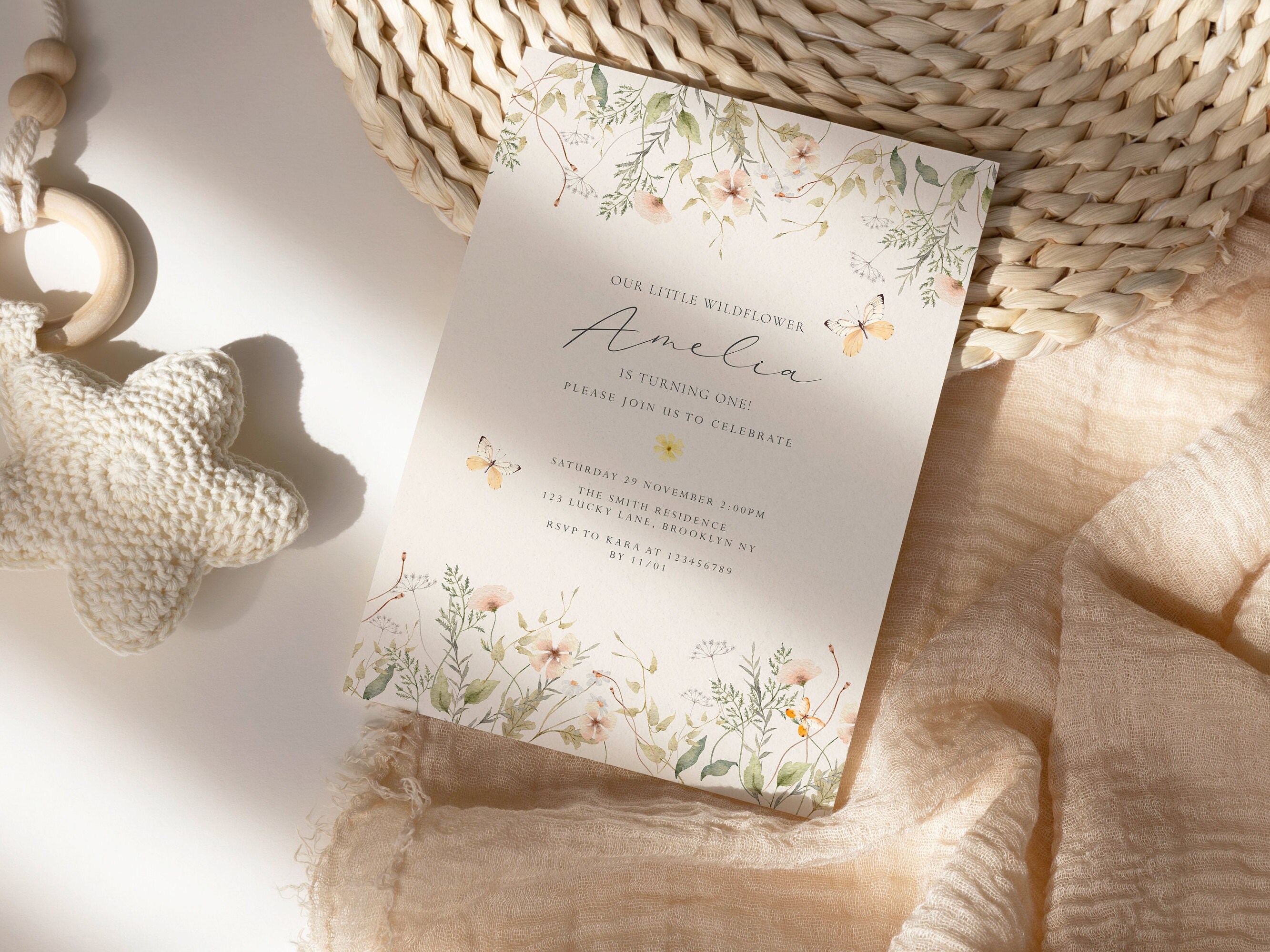 Wildflower Birthday Invitation Template Editable Wildflower - Etsy
