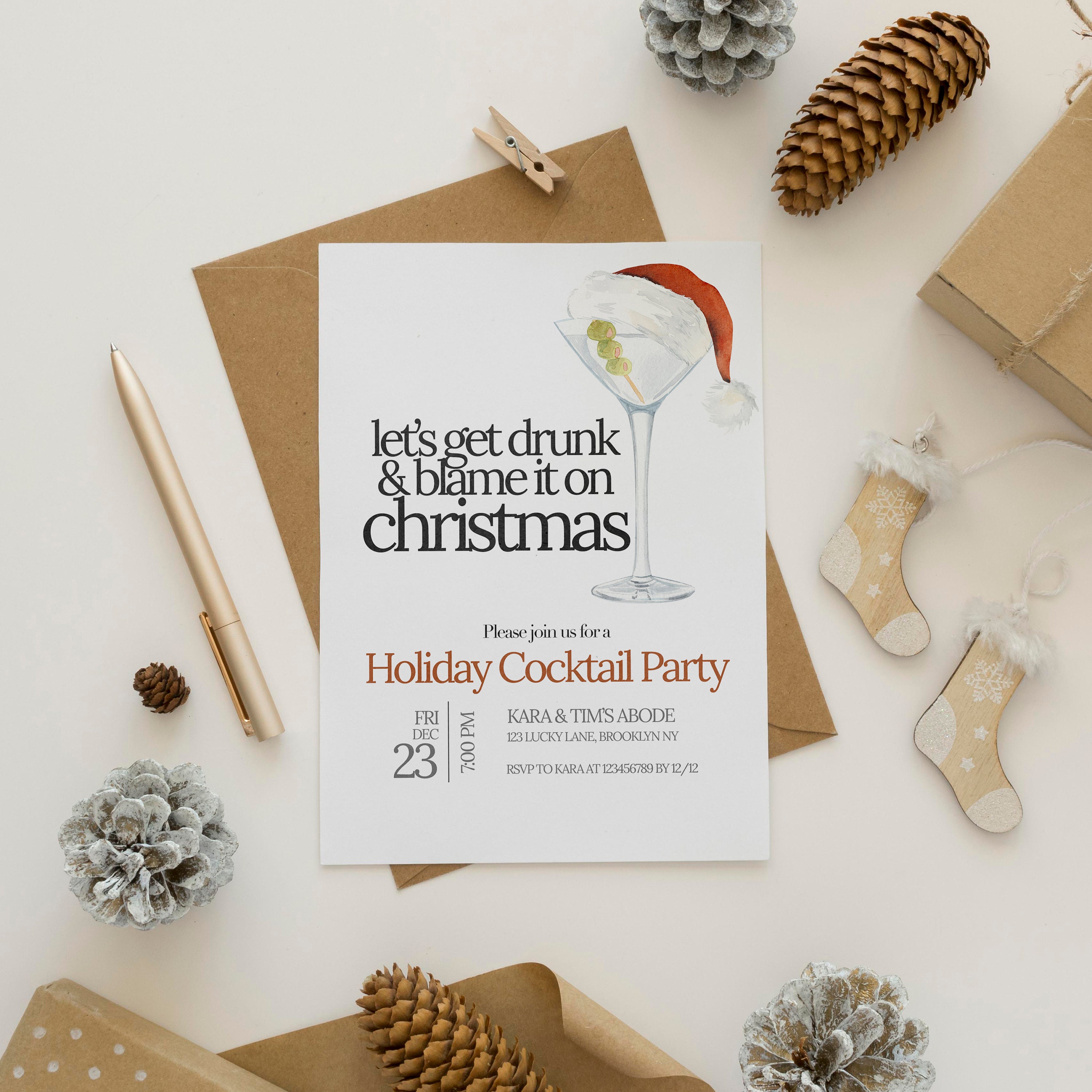Funny Christmas Party Invitation Holiday Cocktail Party - Etsy