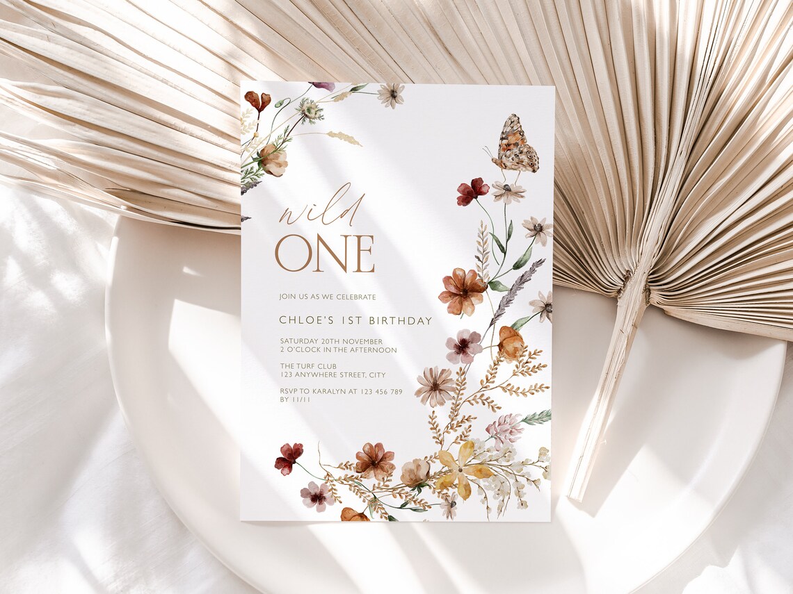 Wildflower Birthday Invitation, Wild One Birthday Party for Girl ...