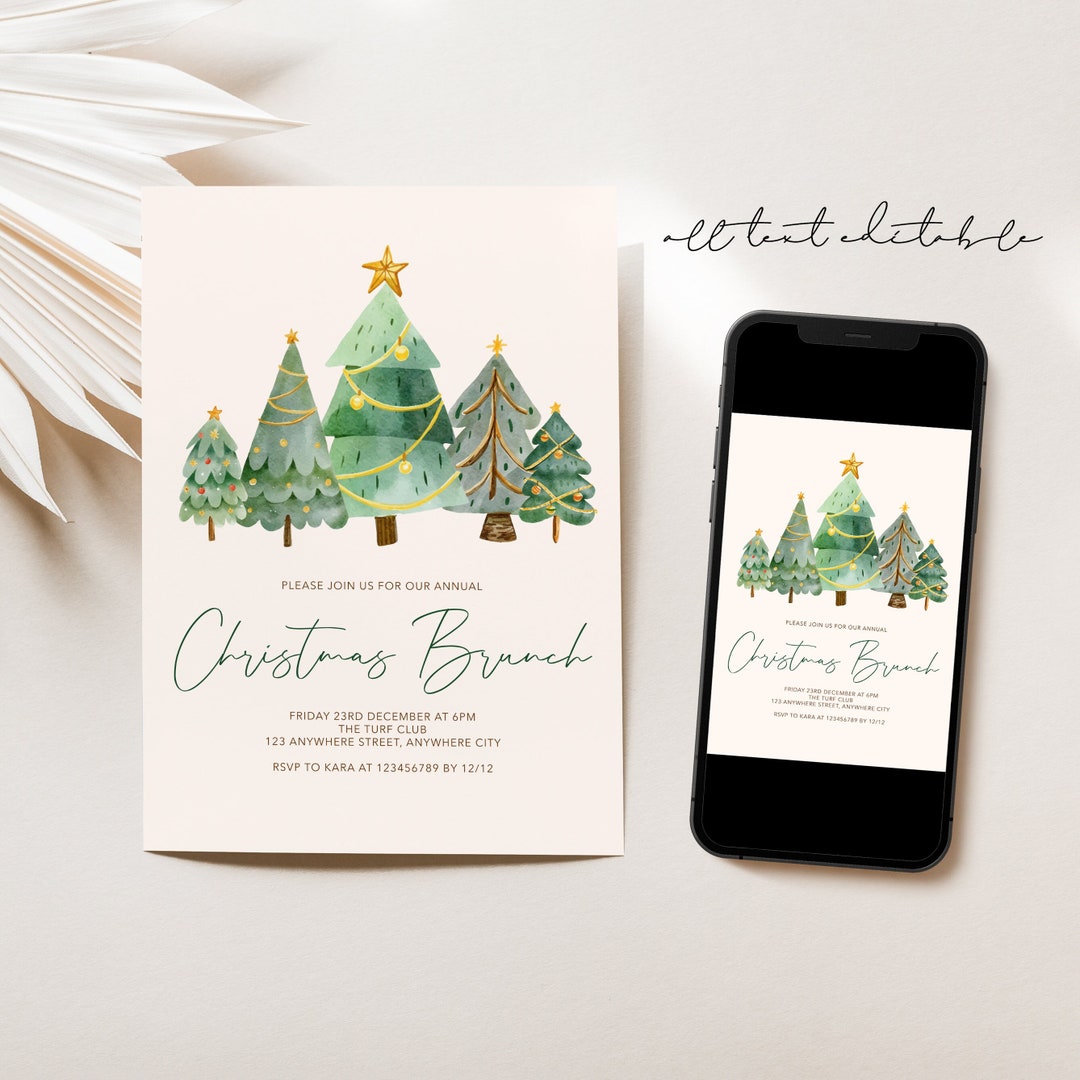 Annual Christmas Party Invitation Template, Printable Corporate ...