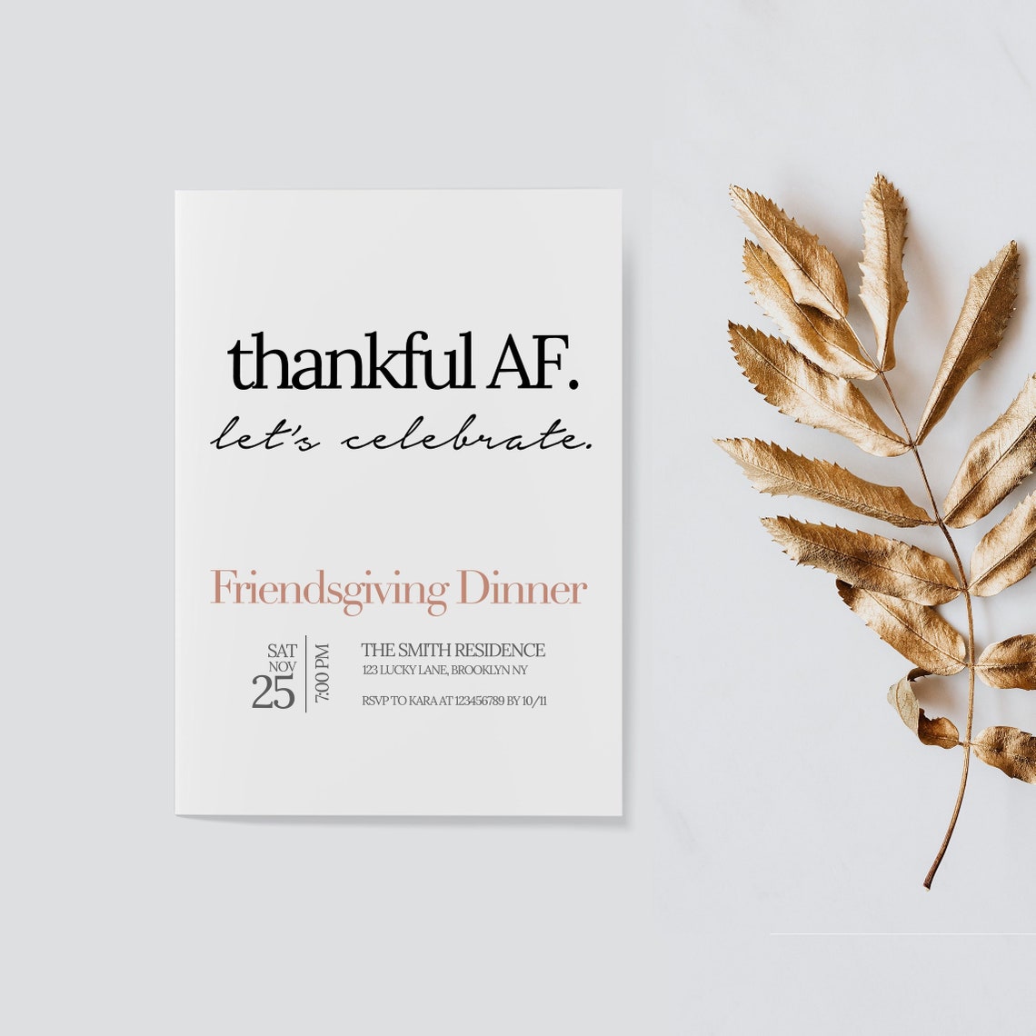 Thankful AF Friendsgiving Dinner Invitation Autumn - Etsy