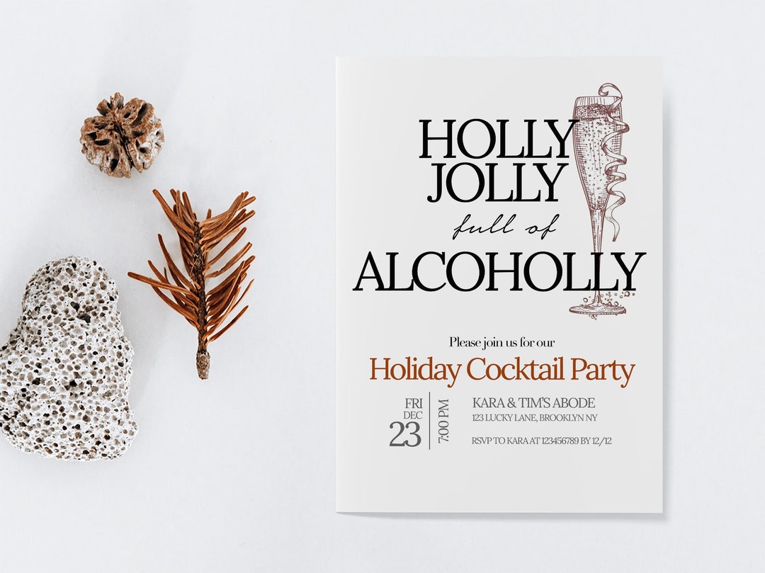 Funny Christmas Party Invitation, Holiday Cocktail Party Invitation ...