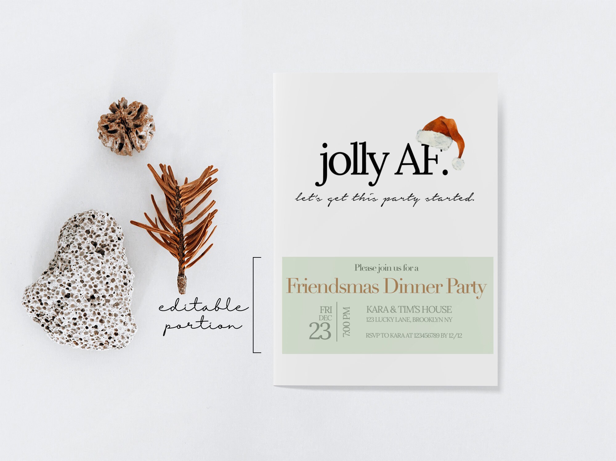 Jolly AF Friendsmas Party Invitation, Christmas Party Invitation ...