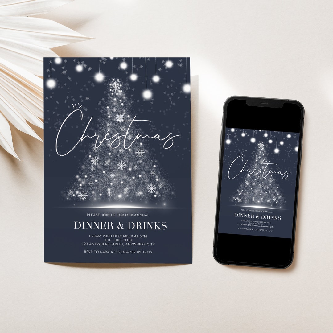 Annual Christmas Party Invitation Template, Printable Corporate ...