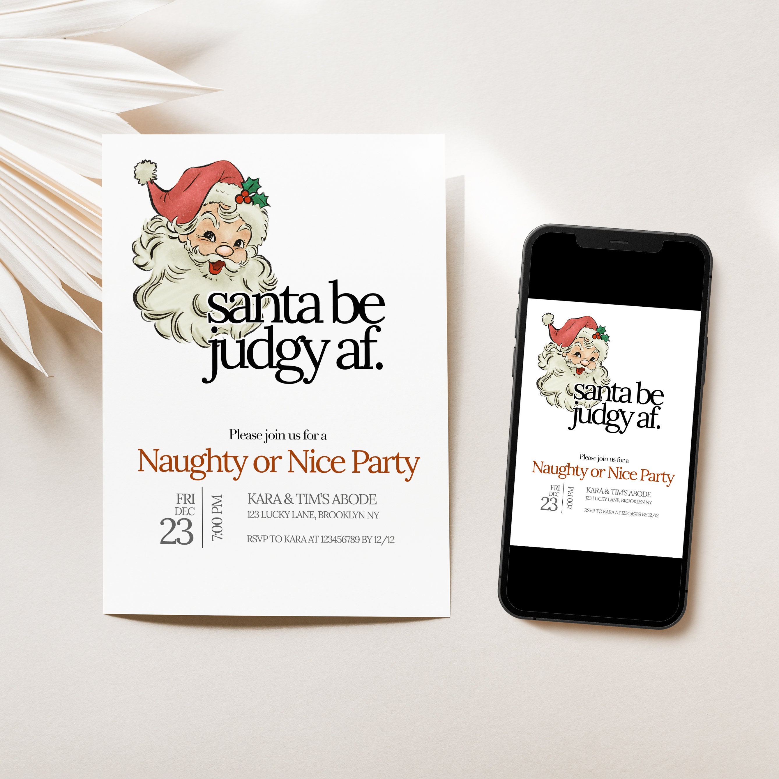 Funny Christmas Party Invitation, Naughty or Nice Party Invitation ...