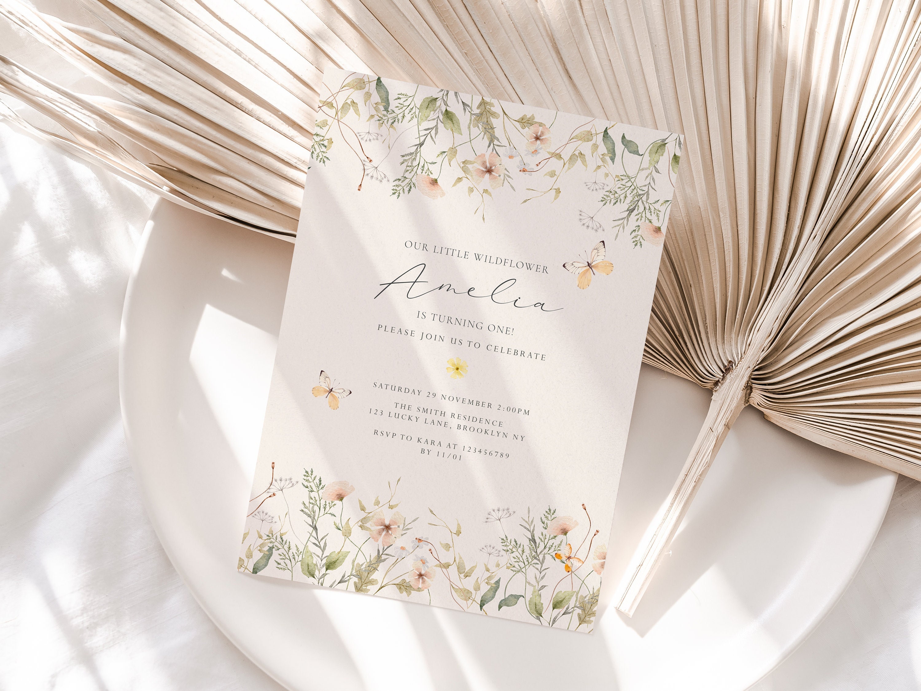 Wildflower Birthday Invitation Template Editable Wildflower - Etsy