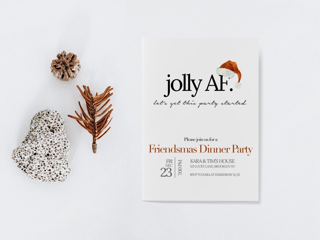 Jolly AF Friendsmas Party Invitation, Christmas Party Invitation ...