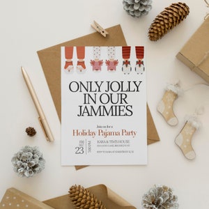 Jolly Pajamas Party Invitation, Funny Christmas Party Invitation ...