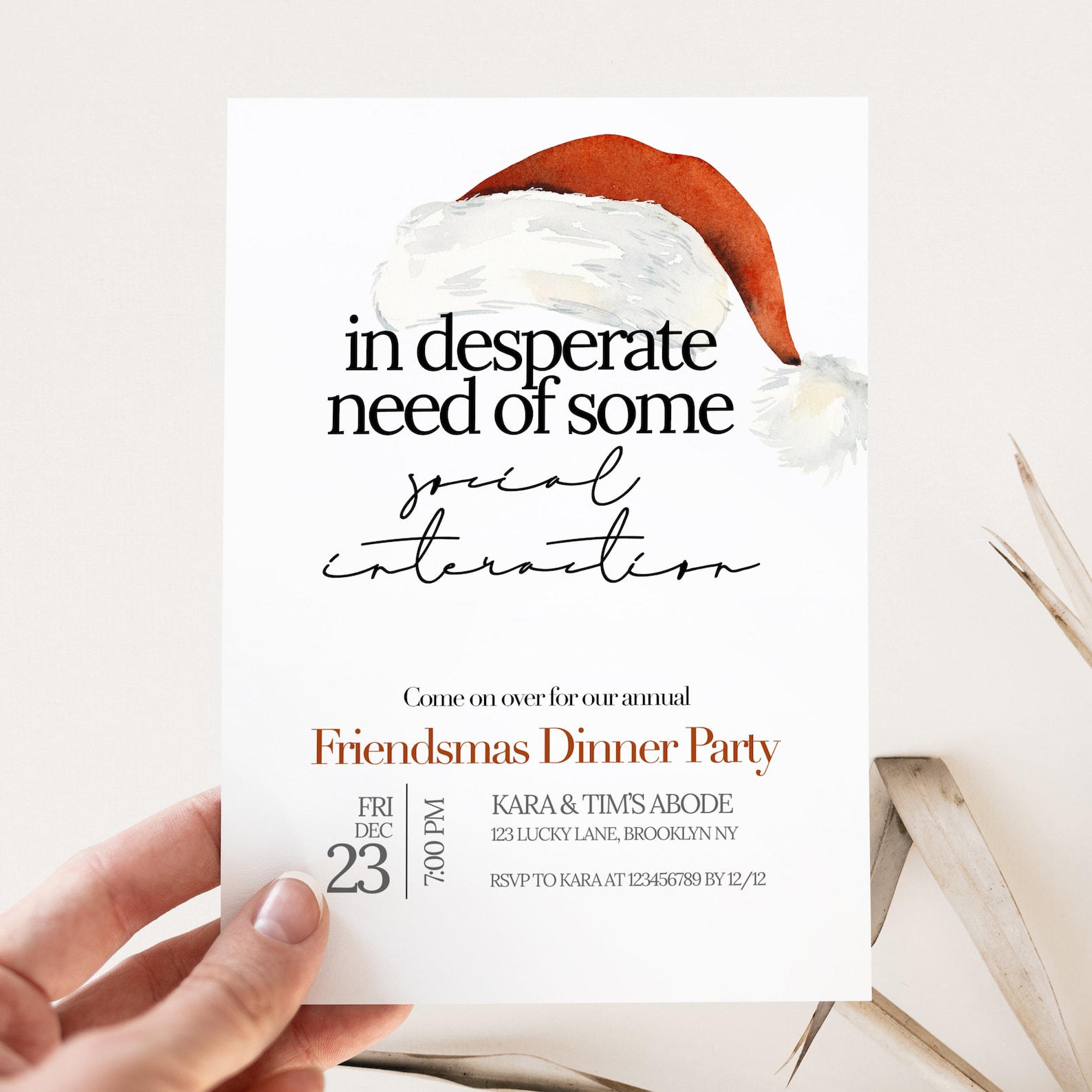 Funny Christmas Party Invitation, Adult Friendsmas Party Invite ...