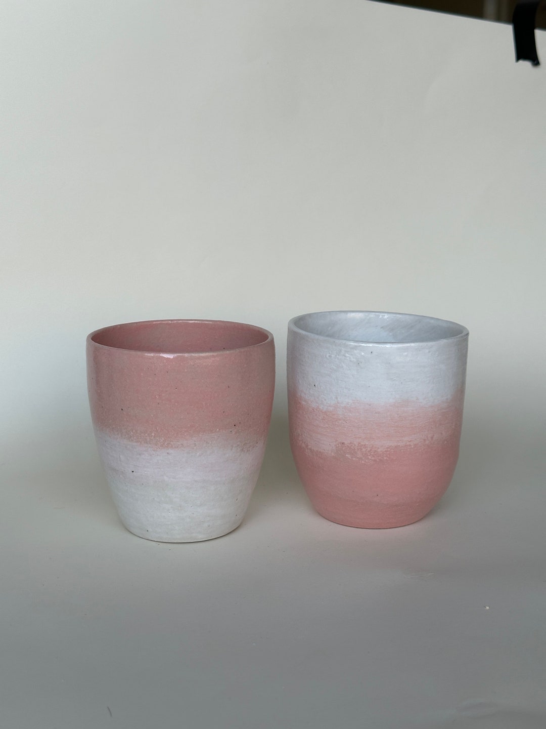Handmade Latte Cup Set White and Pink Gradient - Etsy