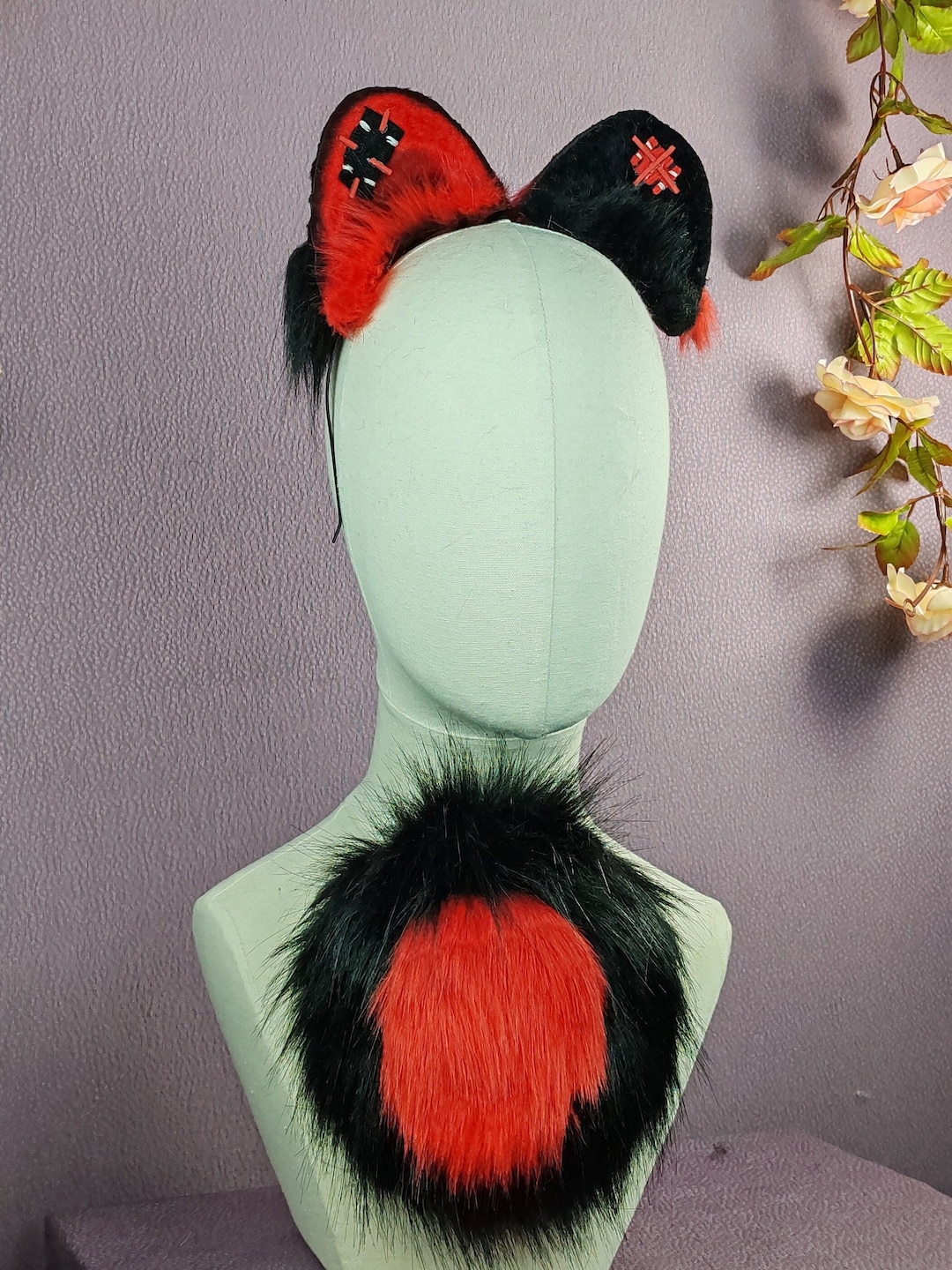 Fire Red Panda Ears, Tail Panda Fur Ears Cosplay Kemonomimi Panda Fur ...