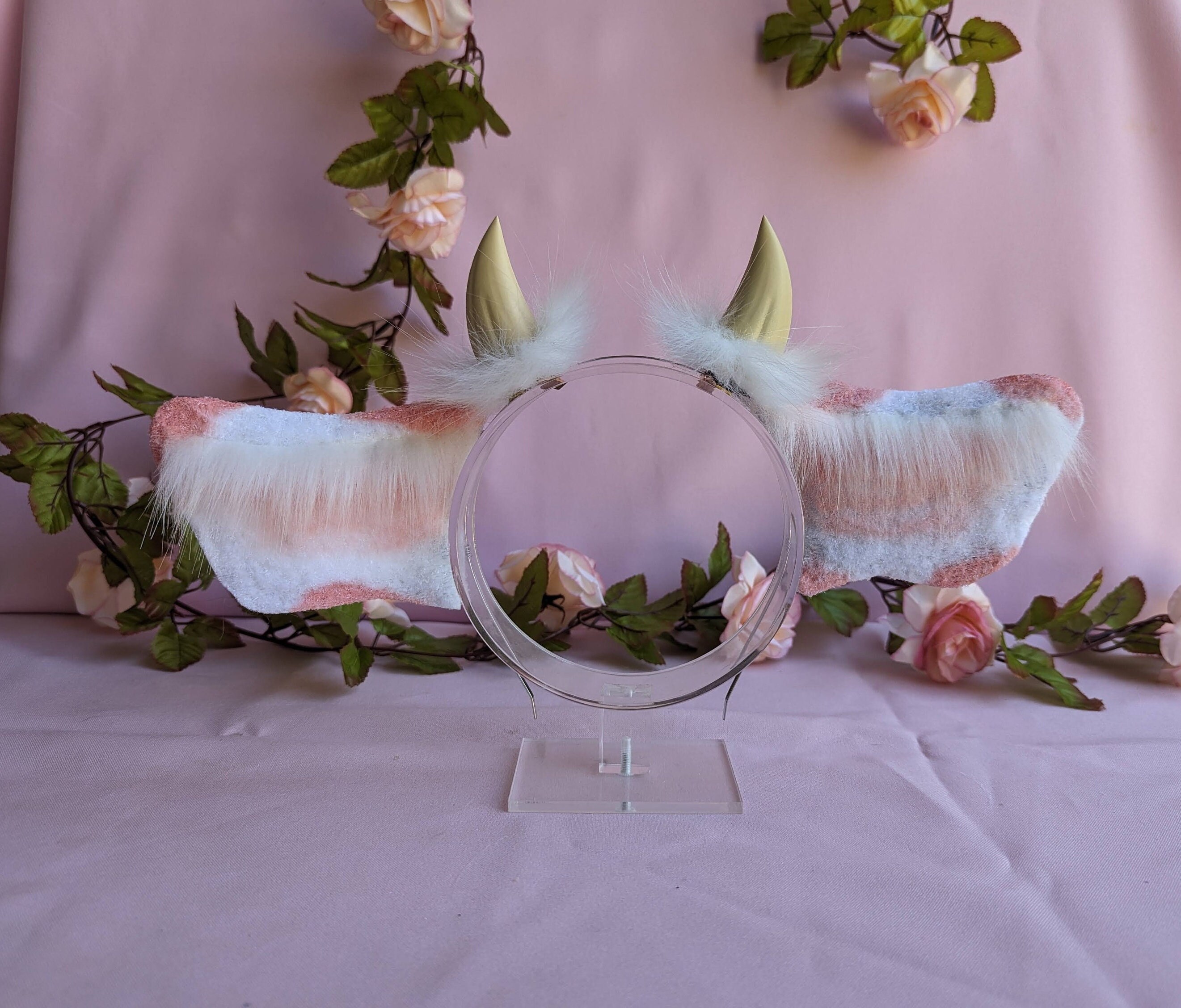 Cow Ears Faux Fur Ears and Horns Cosplay Kemonomimi Pet Play - Etsy