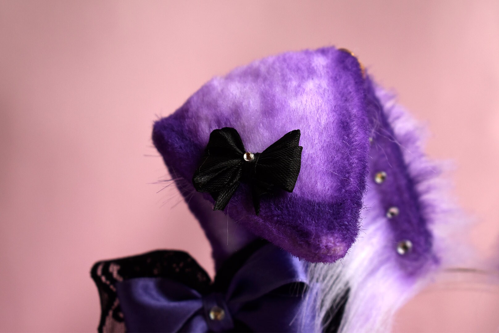 Purple Corset Bunny Ears Tail and Collar Set Faux Fur Ears - Etsy