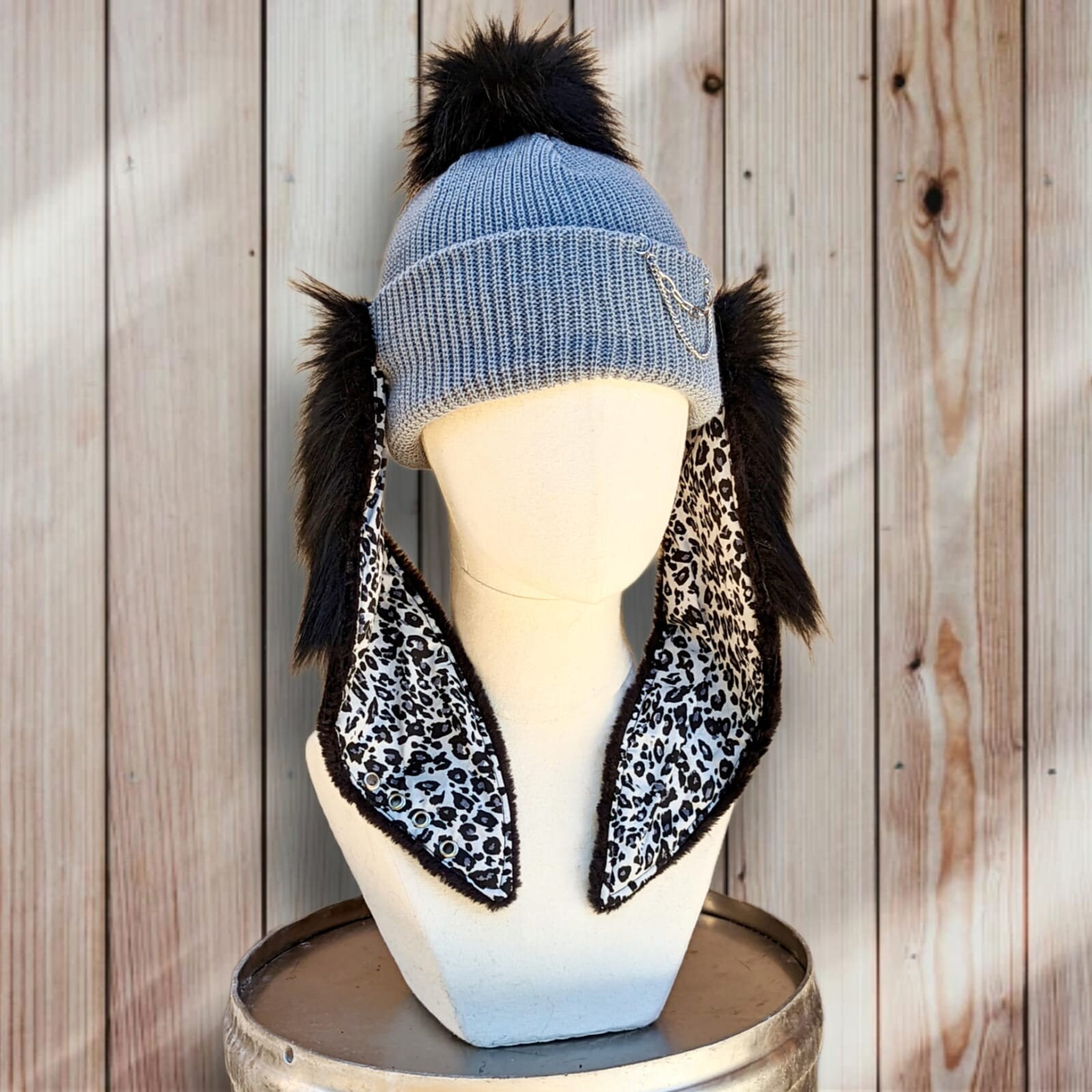 Wool Hat With Gray Rabbit Ears Long Ear Hat Men's - Etsy