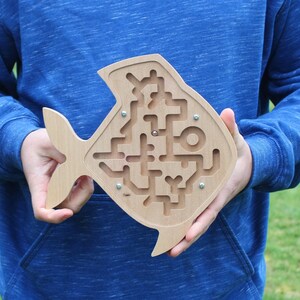 Fish Marble Maze Wood Maze Puzzle Handmade in USA Fish Decor Maze ...