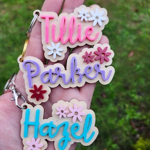 Flower Name Tag Personalized Daisy Keychain Reusable Gift Tag Daisy ...