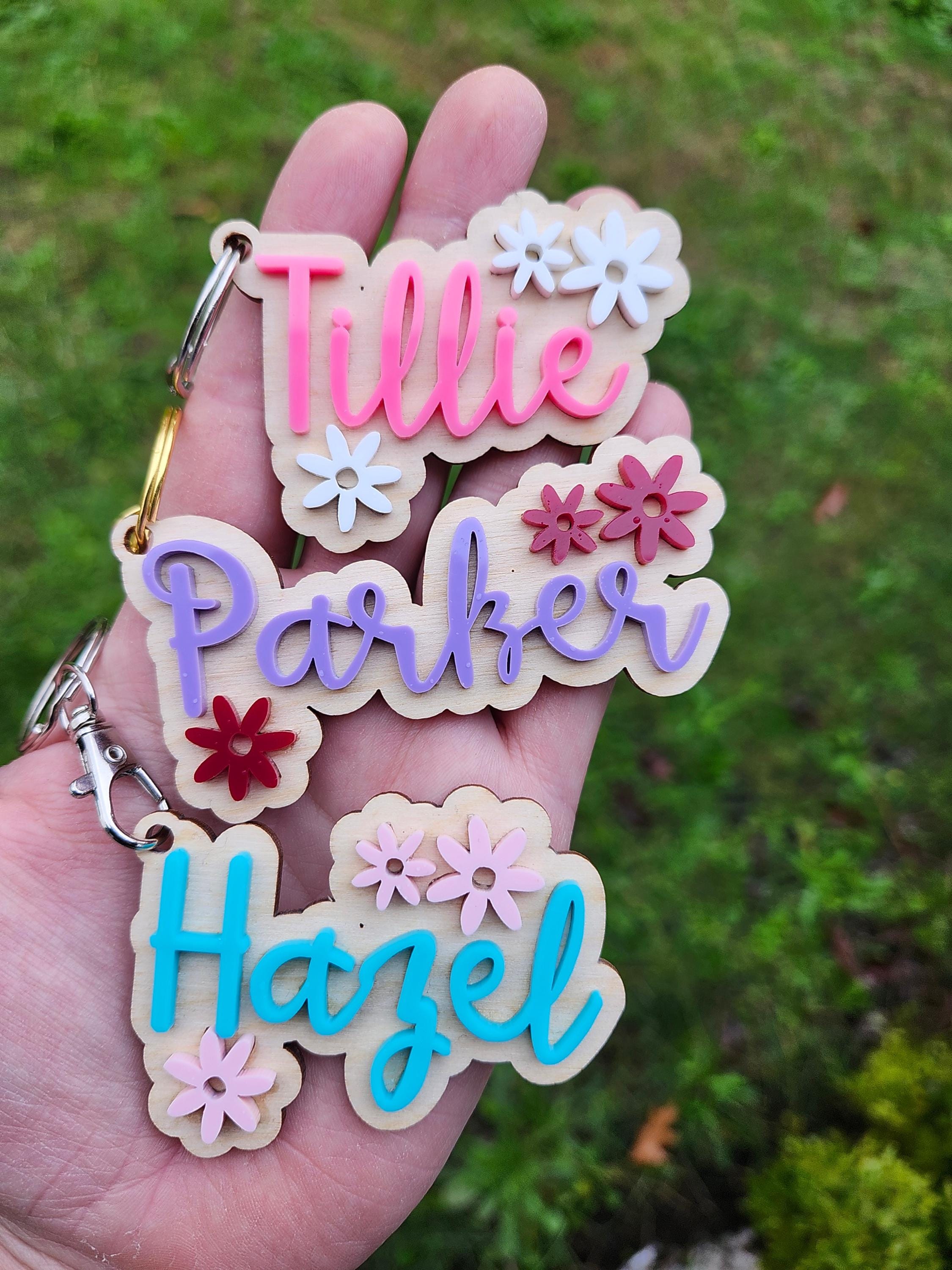 Flower Name Tag Personalized Daisy Keychain Reusable Gift Tag Daisy ...