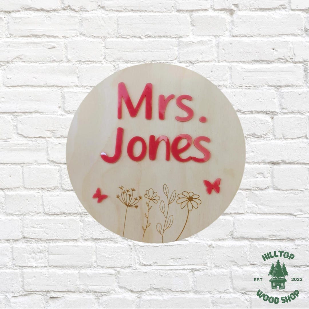 Personalized Teacher Flower Sign for Classroom Name Sign for Teachers ...