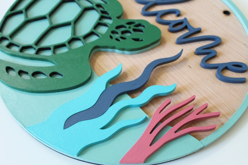 Turtle Welcome Sign for Front Door Hanger Beach Welcome Signs - Etsy