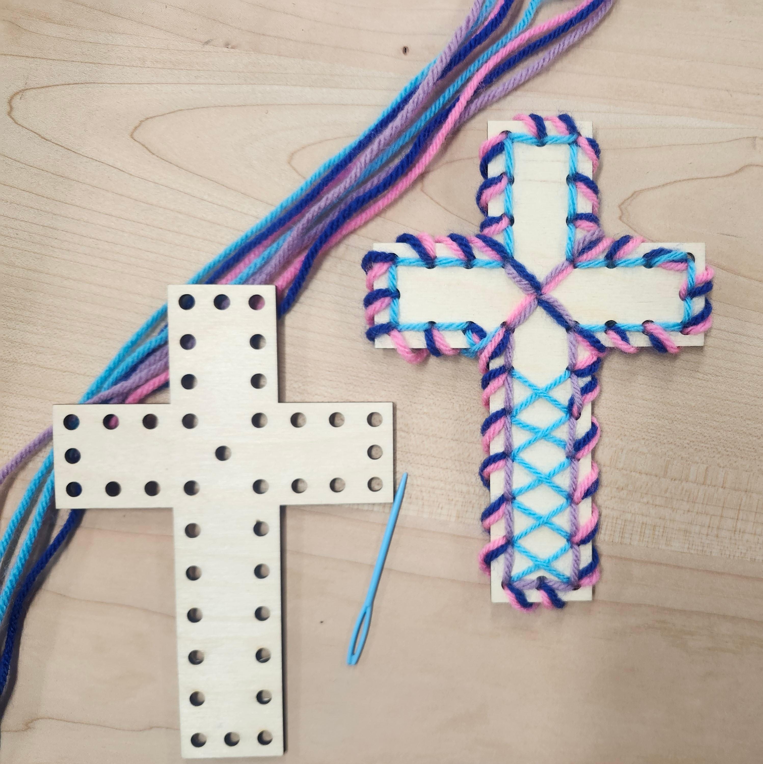 Easter Cross, Wood Project for Kids, Easter Craft, Kids Embroidery ...