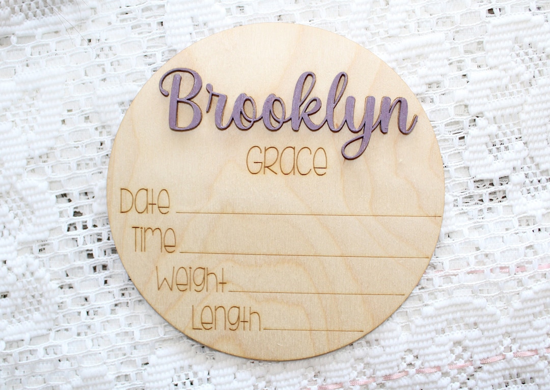 Baby Announcement Sign With Birth Stats Wood Sign for Name Reveal Baby ...